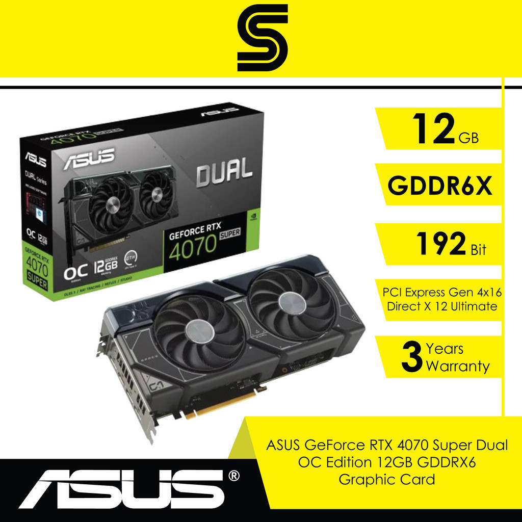 ASUS GeForce RTX 4070 Super Dual OC Edition 12GB GDDRX6 Graphic Card ...