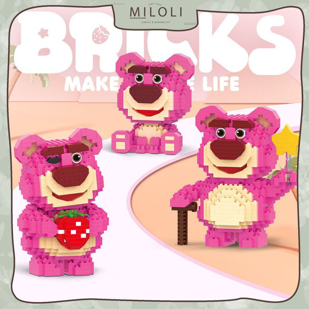 [MILOLI] 1box Bricks Building Blocks LOTSO STRAWBERRY BEAR Style ...