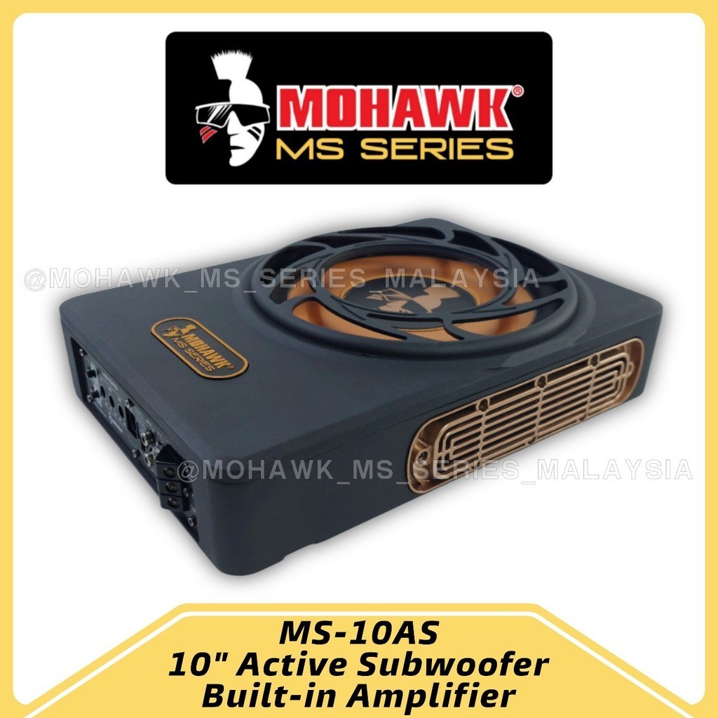 MOHAWK 10" Active Subwoofer Built-in Amplifier MS-10AS Slim Under Seat ...