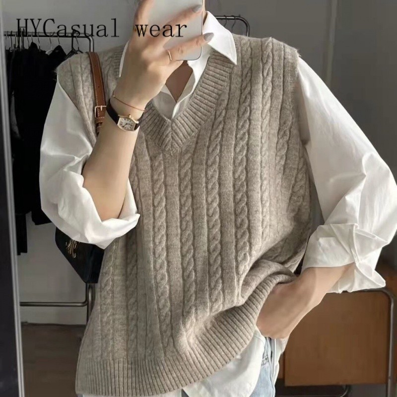 Sweater Women's Vest Oversized Knit V-neck Vest Women's Outer ...