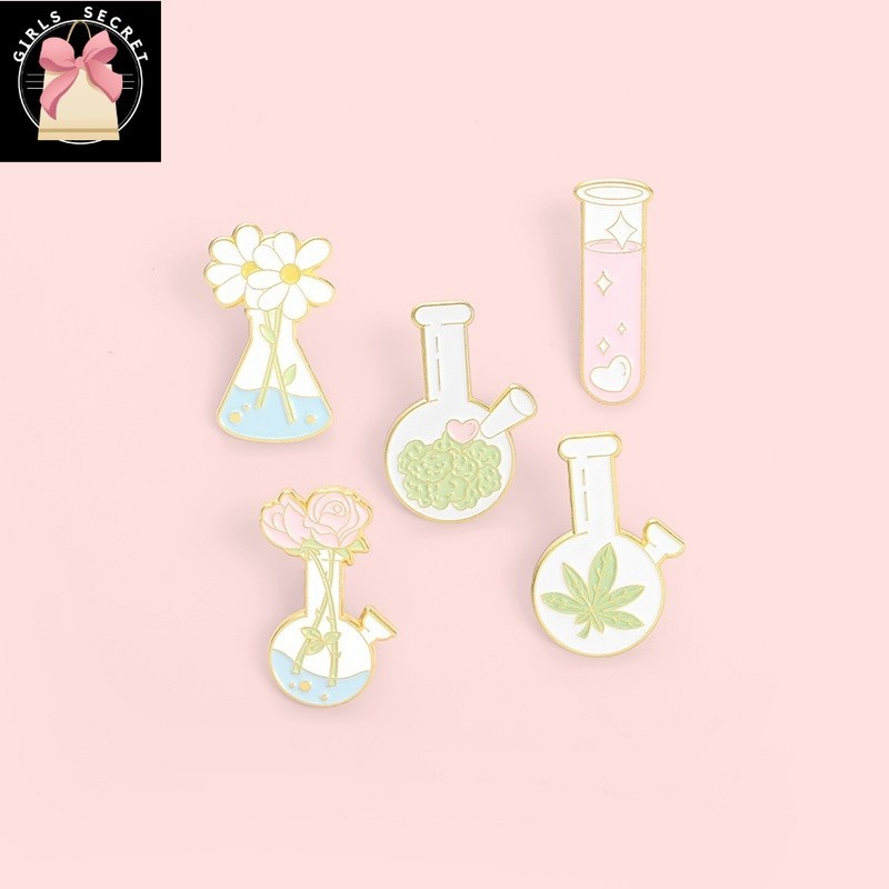 QQBaddColor Plant Lab Enamel Pins Flask Test Tube Brooch Lapel Badge ...