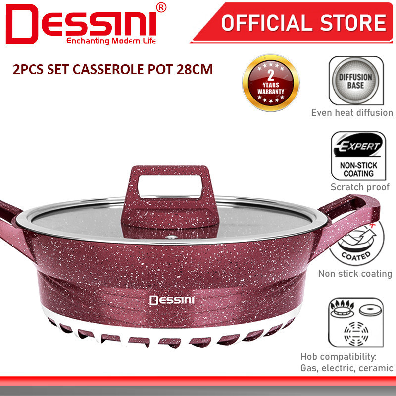DESSINI ITALY GSSP-28 Granite Die Cast Aluminium Non Stick Casserole ...