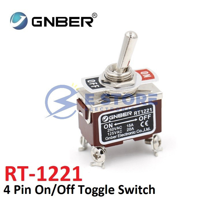GNBER RT-1221 Toggle Switch DPST ON/Off 2 Position AC 15A/250V 20A/125V ...