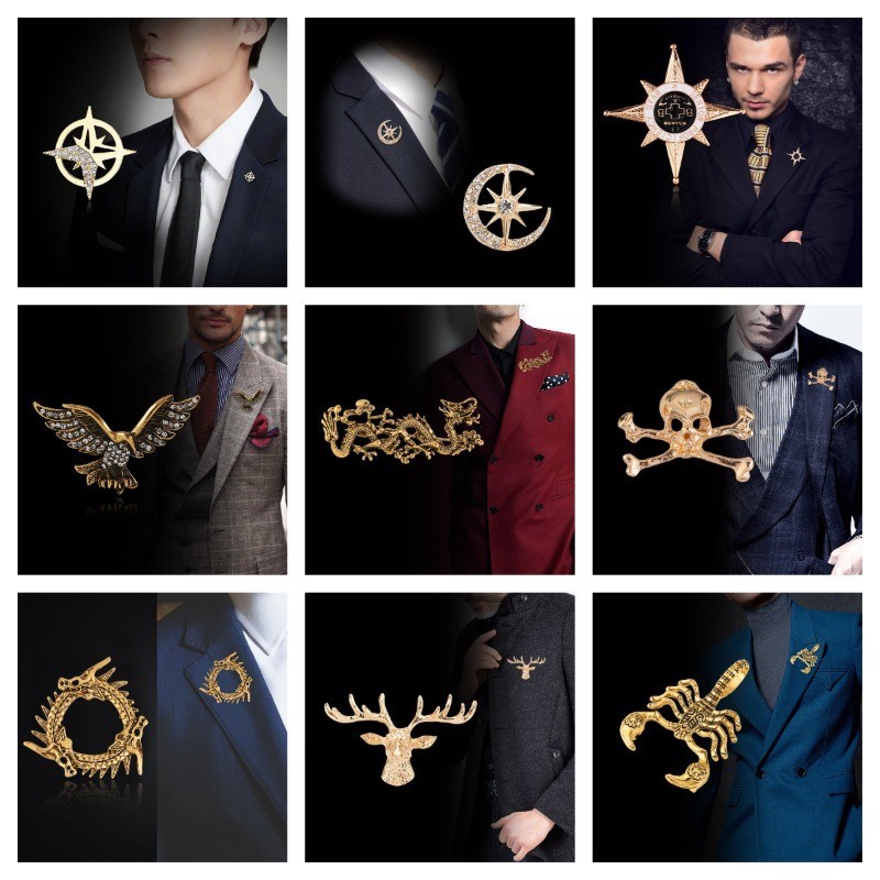 1Piece Six-pointed Star Brooch Men's Elegant Eagle Dragon Corsage Pin ...