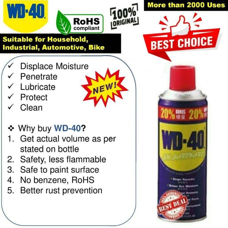 WD-40 Multi Use Product Anti-Rust Multi Purpose Lubricant Spray 333ml ...
