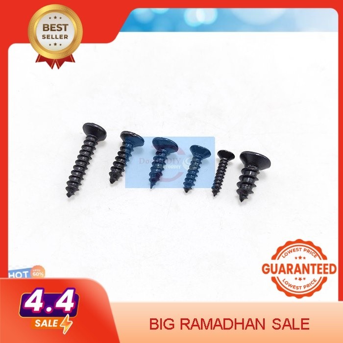 HITAM Flat Head Bolts Screws 4,5,6 And 8mm Length 10-16mm TF Black ...
