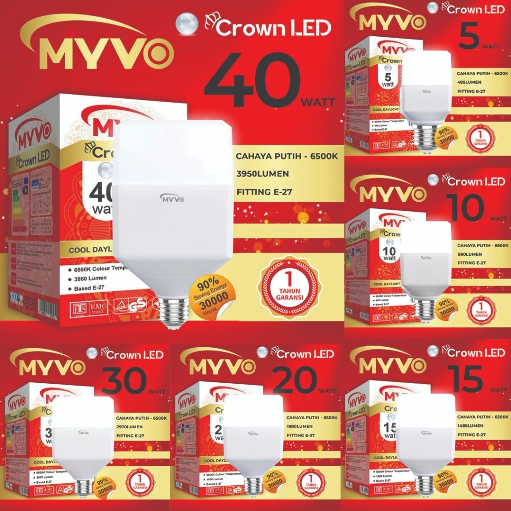 Warranty Lamp CROWN LED Bulb 5w 10w 15w 20w 30w 40w LED Bulb Cool White ...