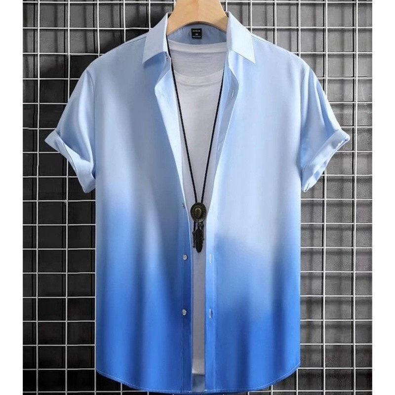 Songkran Men's Rainbow Shirt Simple Gradient Shirts Print Casual Short ...