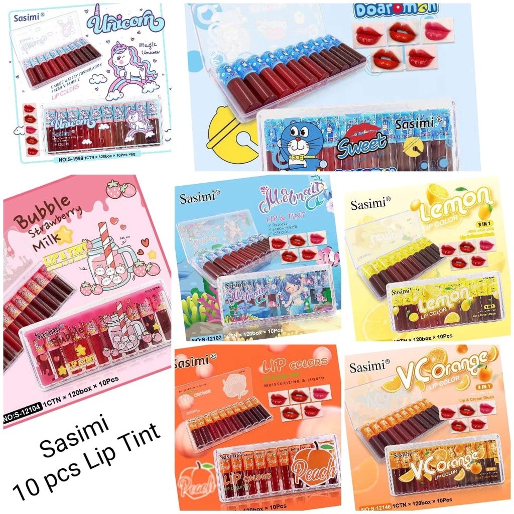 New Sasimi Sweet Doraman 10pcs Lip tint Set | Shopee Malaysia