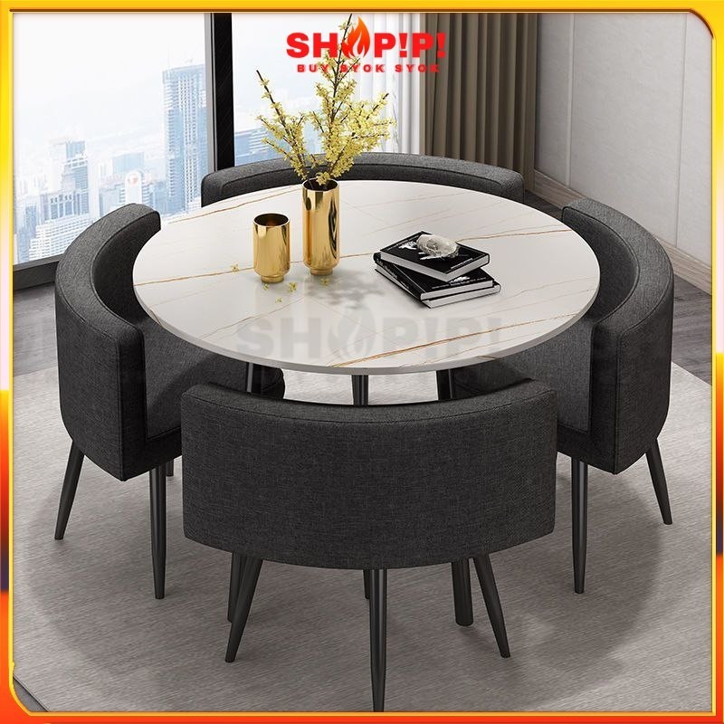 Shopipi 1+4 Dining Set / 80cm Round Dining Table/ Office Discuss Table ...