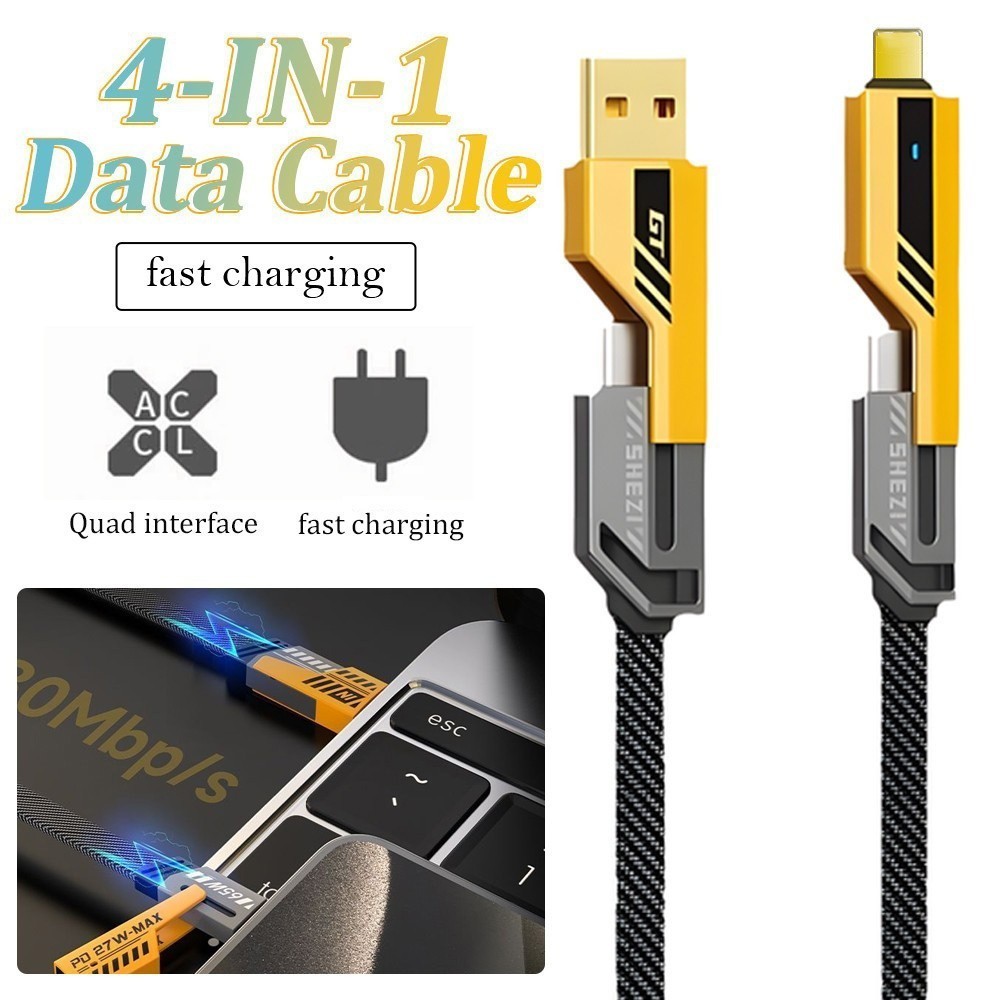 65W Fast Charging Plug-in 4-in-1 Fast Charging Data Cable Metal ...