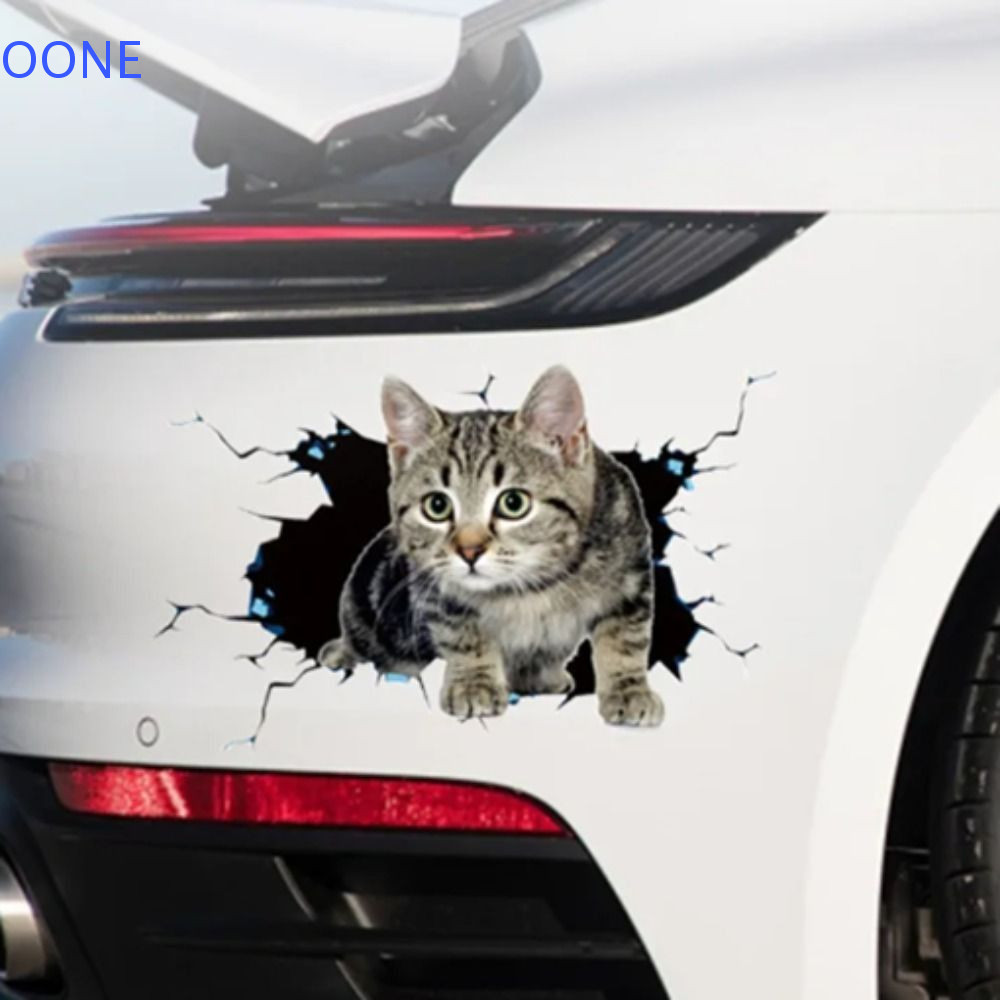 OONE Car 3D Cat Stickers, 3D Cat Animal Styling Cat in The Crack ...