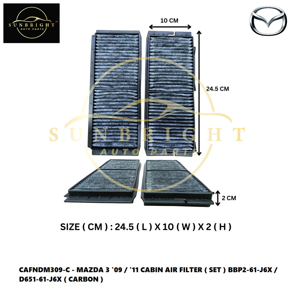 MAZDA 3 '09 / '11 CABIN AIR FILTER ( SET ) BBP2-61-J6X / D651-61-J6X ...