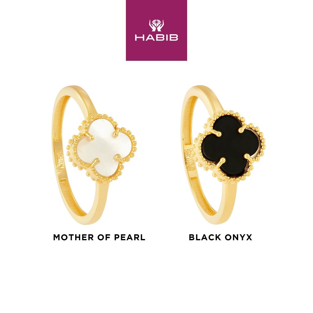 HABIB ( Mother of Pearl / Black Onyx ) Ring in 585/14K Yellow Gold ...