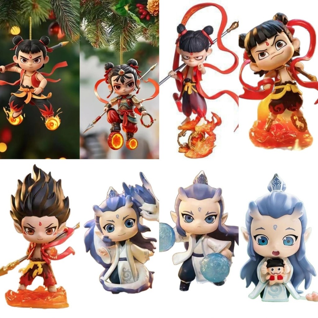 Nezha 2D Flat Keychain Cartoon Aobing Acrylic Keychain Students Bag ...