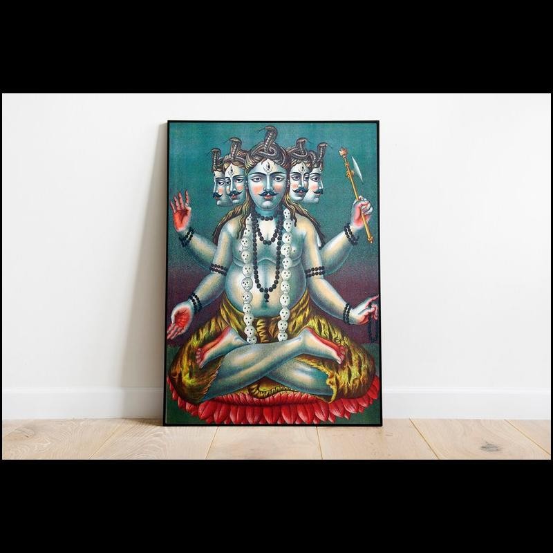 Poster Seni Dinding Panchamukhi Shiva - Cetakan Meditasi Mahadev ...