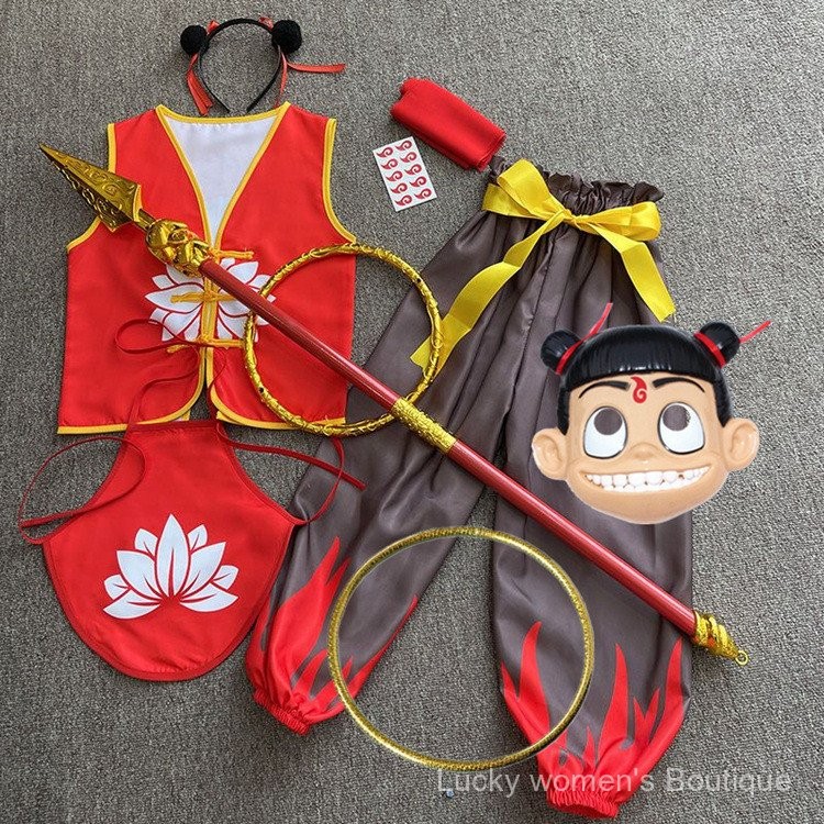 Kindergarten Anime Costume Halloween Clothes Full Set Dance Props Nezha ...
