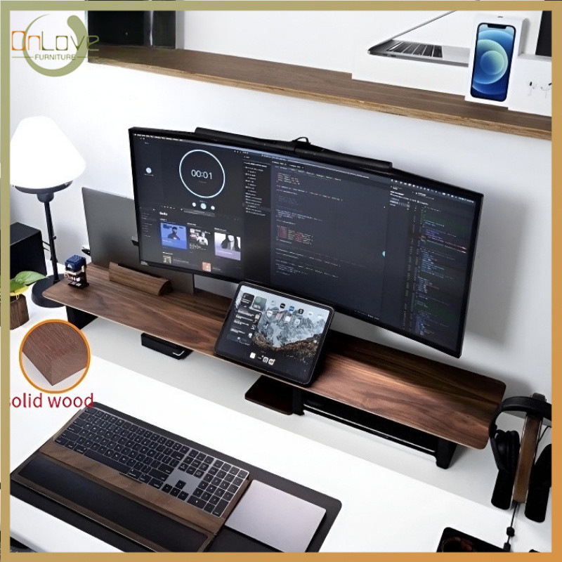 Solid Wood Monitor Stand Monitor Rack Laptop Stand Desktop Monitor ...