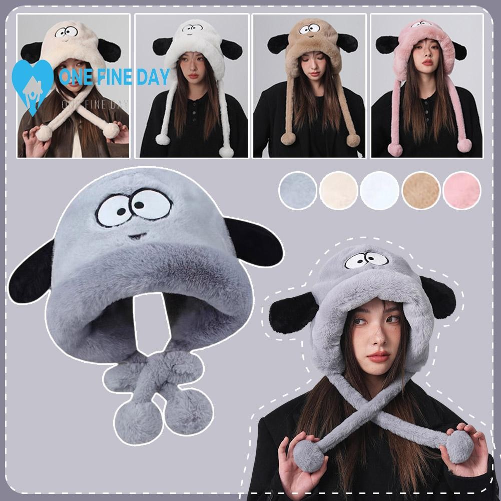 Big Eyed Dog Cute Cartoon Little Dog Plush Hat Keep In Ears Protect In ...