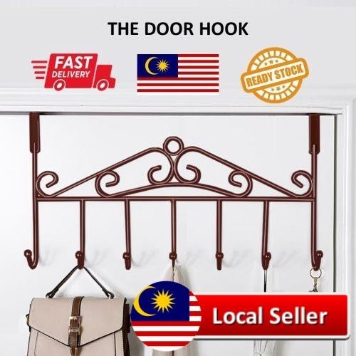 Metal Door Hook Hang Clothes Coats 7 Hooks Space Saver Besi Penggantung ...