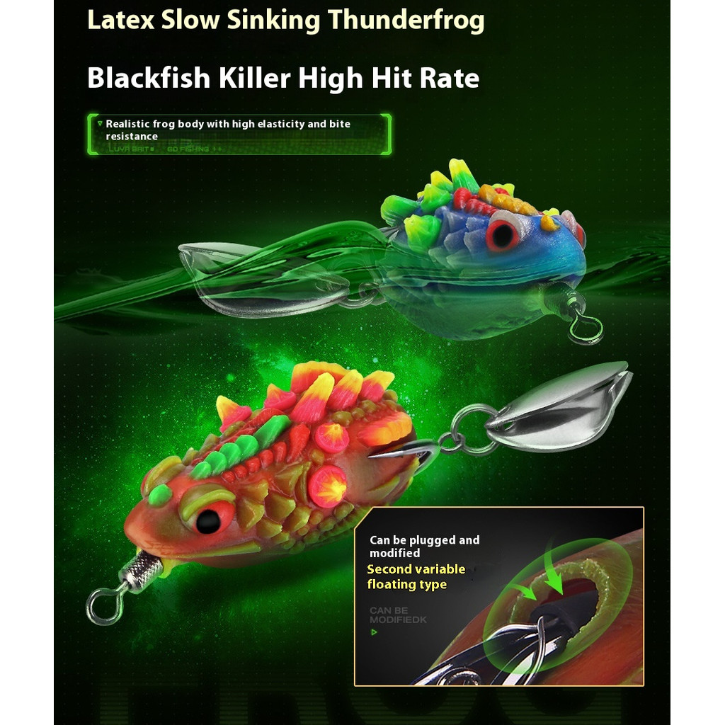 Soft Rubber Frog Lure | Giant Snakehead Killer | Weedless High-Action ...