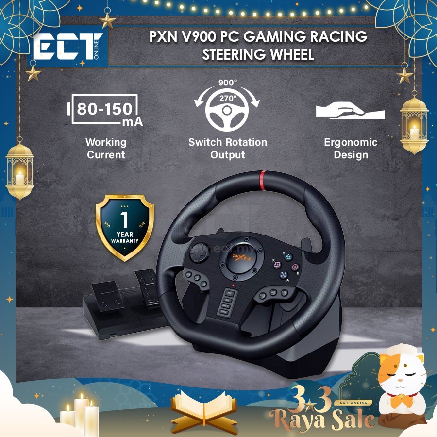 PXN V900 PC Gaming Racing Steering Wheel - 270 / 900 Degree Rotation with Pedals (PC, XBOX ONE ...