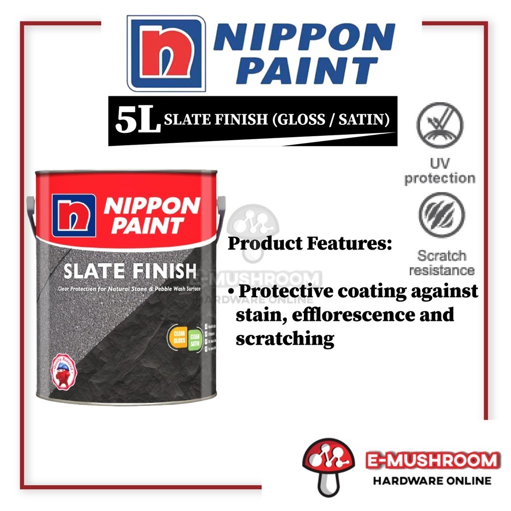 5L Nippon Paint Slate Finish (Gloss / Satin) | Shopee Malaysia