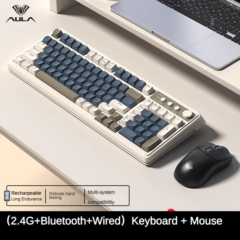 AULA S99 Wireless 2.4G Bluetooth Wired Three-mode Keyboard Mouse Set ...