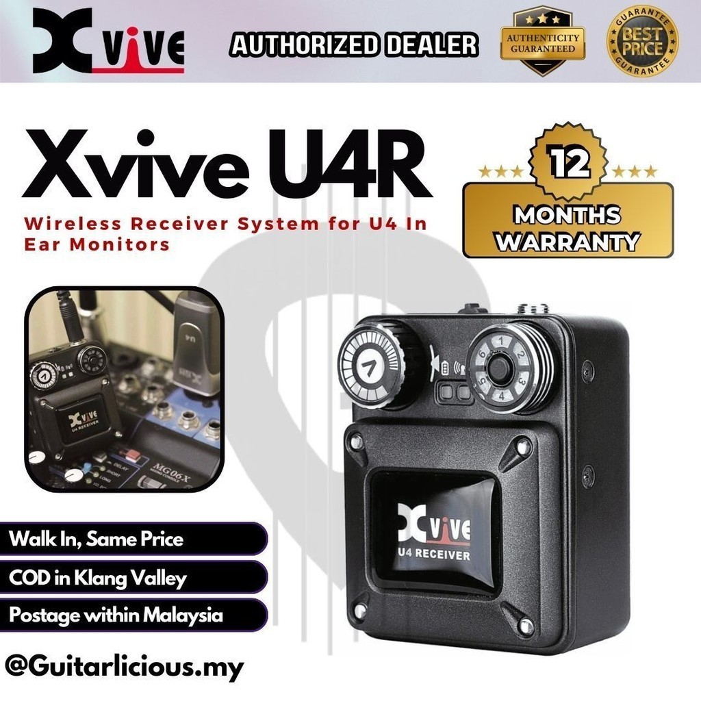 Xvive U4R Wireless Receiver System for U4 In Ear Monitor Headphones and Earphones ( U4 R ...