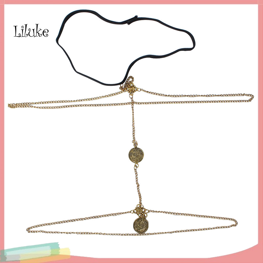 LK Lady Retro Sexy Harness Multilayer Thigh Leg Chain Coins Tassel ...