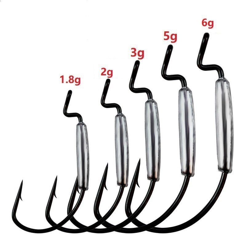 Anh JH07 3X Strong Lead WEEDLESS HOOK with Sinker Jighead Jig Head 2g ...