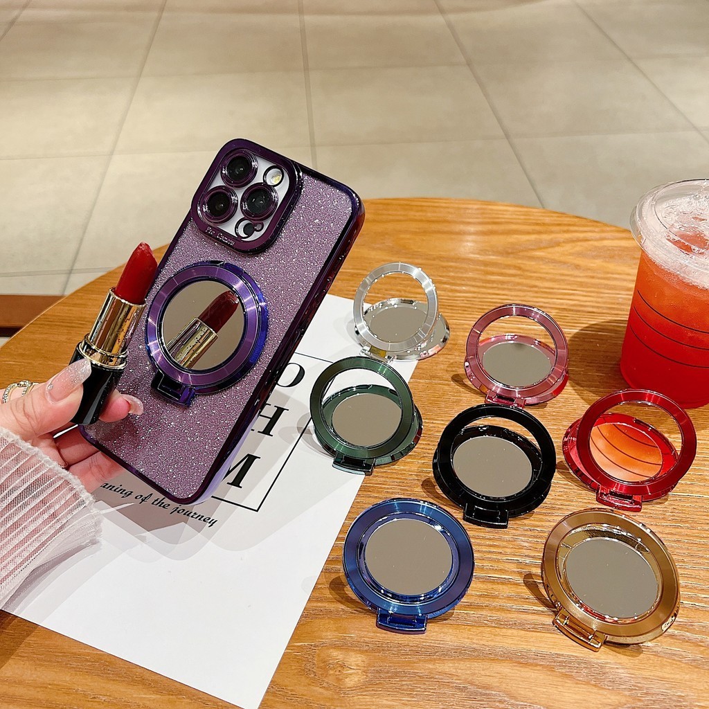 Mirror Glitter / CD Grain Magnetic Stand Holder Universal Bracket Phone ...