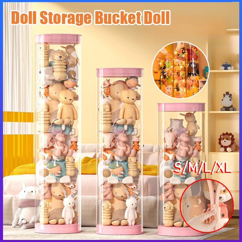 Doll Storage Bucket Doll Transparent Cylindrical Durable Large-capacity ...