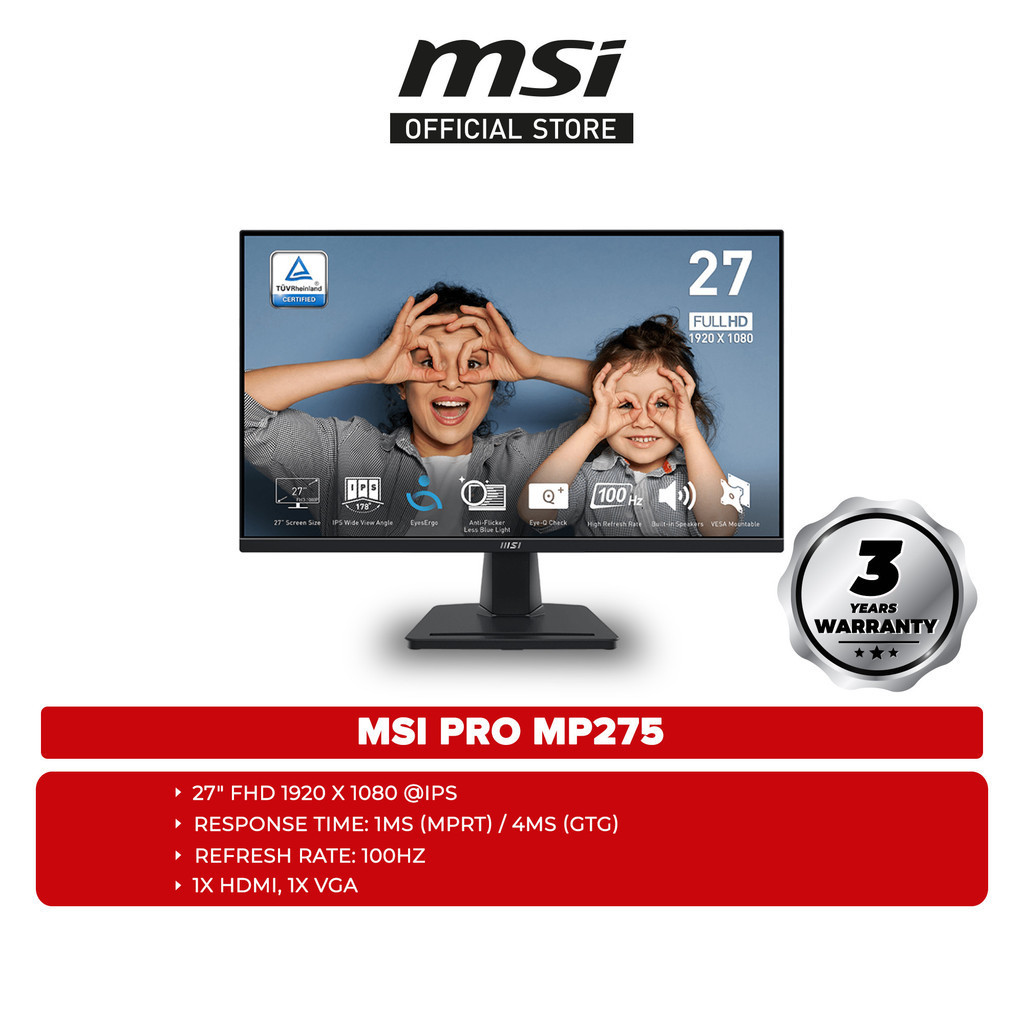 MSI PRO MP275/MP275 E2 27" FHD Flat Monitor | Shopee Malaysia