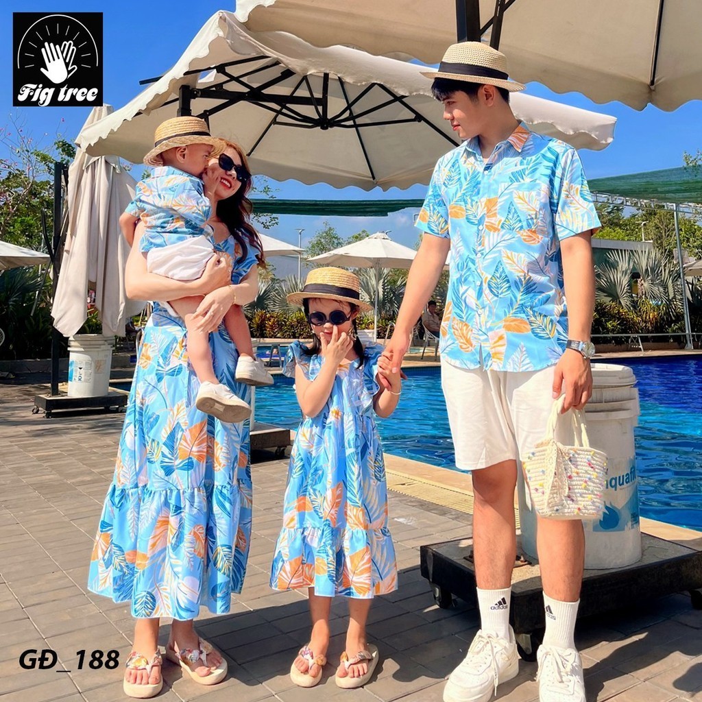 FIG TREE Family Set with Beach Pattern 2025 - Sky Green Leaves (MS 188 ...