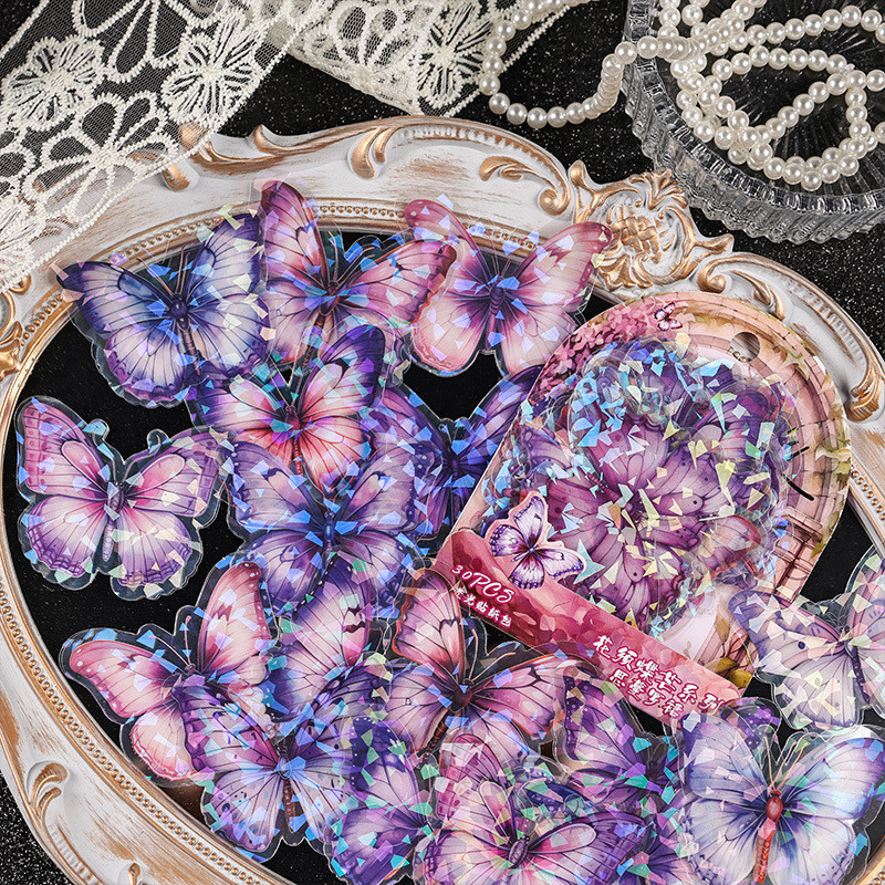 Journamm 30pcs/pack Butterfly Collage Stickers Twinkle Sticker DIY ...