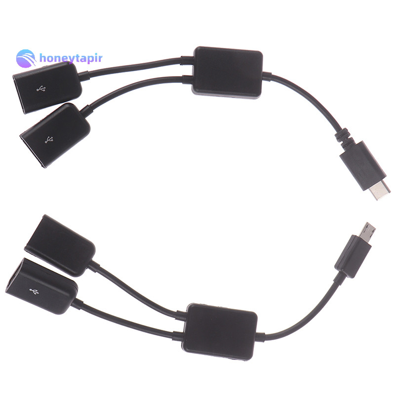 honeytapir Micro usb / type c to 2 otg dual female usb port hub cable y ...
