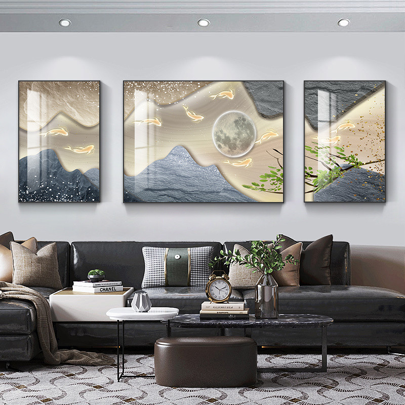 Lukisan Sembilan Ikan Lukisan Hiasan Ruang Tamu Moden Ringkas Elegan ...