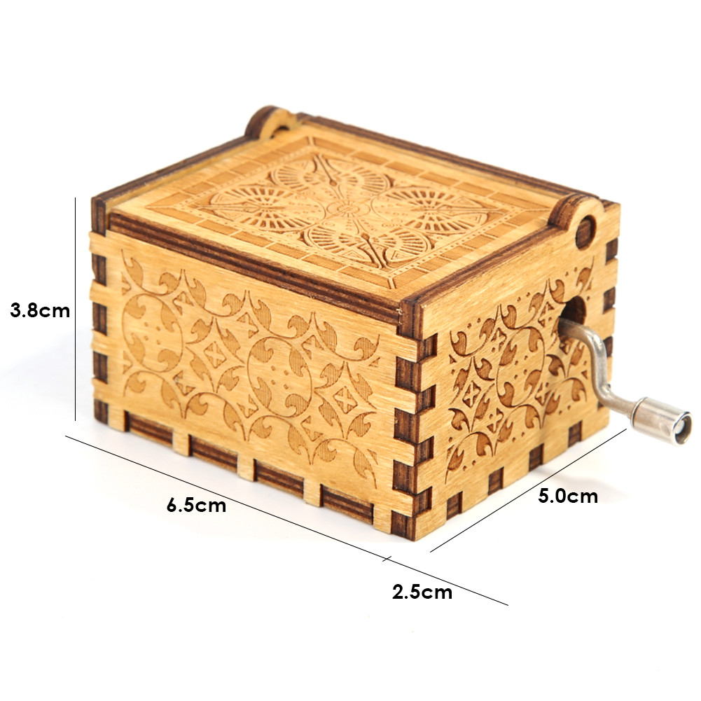 CHA Wooden Music Box Retro Manual Carved Music Box Multifunctional Hand ...