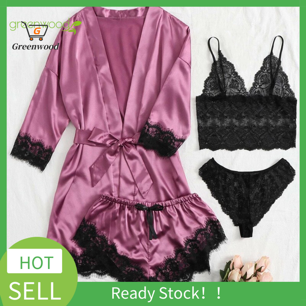 GRE Sexy Nightgown Set Sexy Women Robe Sexy Lace Nightgown Set with Bra ...