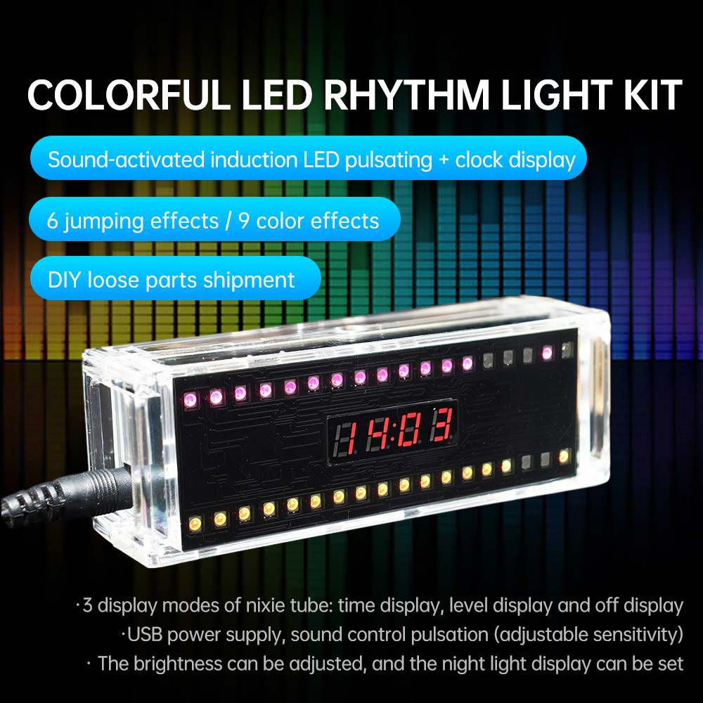 DC 5V Seven-color LED Voice-Activated Spectrum Rhythm Lights Digital ...