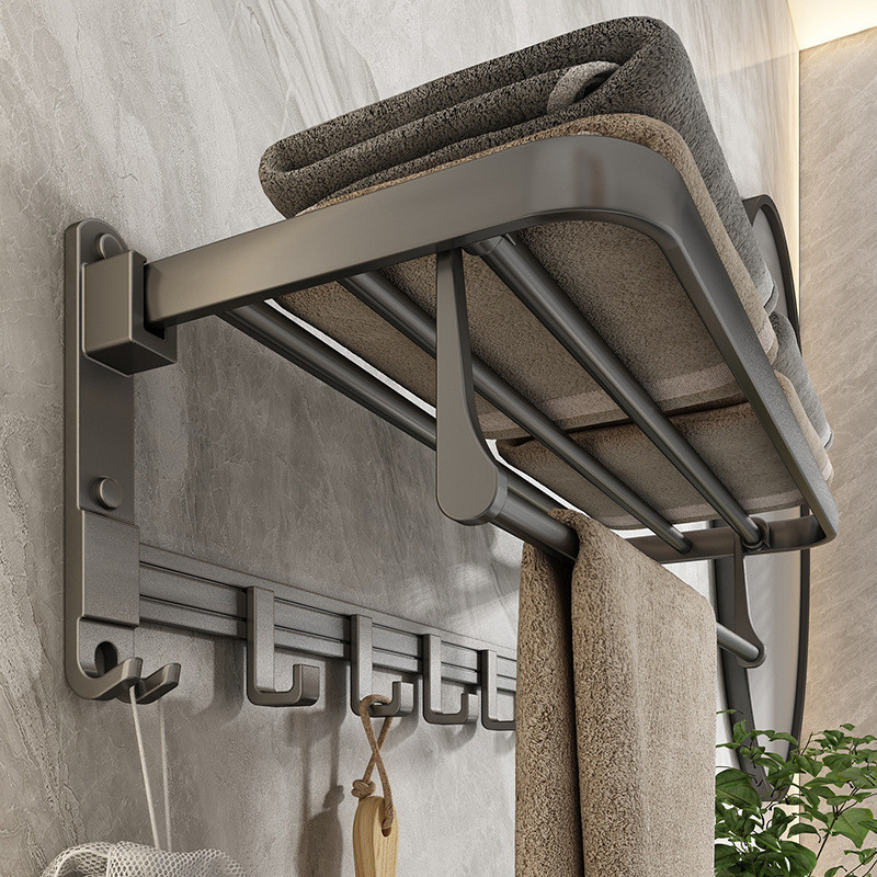 Towel Rack Toilet Perforation-Free Bathroom Rack Wall-Mounted Toilet ...
