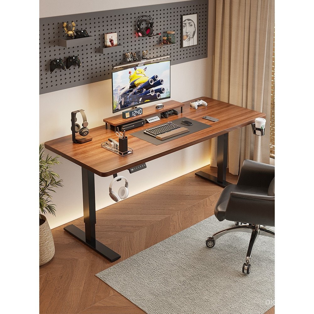 Solid Wood Electric Lifting Desk Smart Computer Desk Workbench Liftable ...