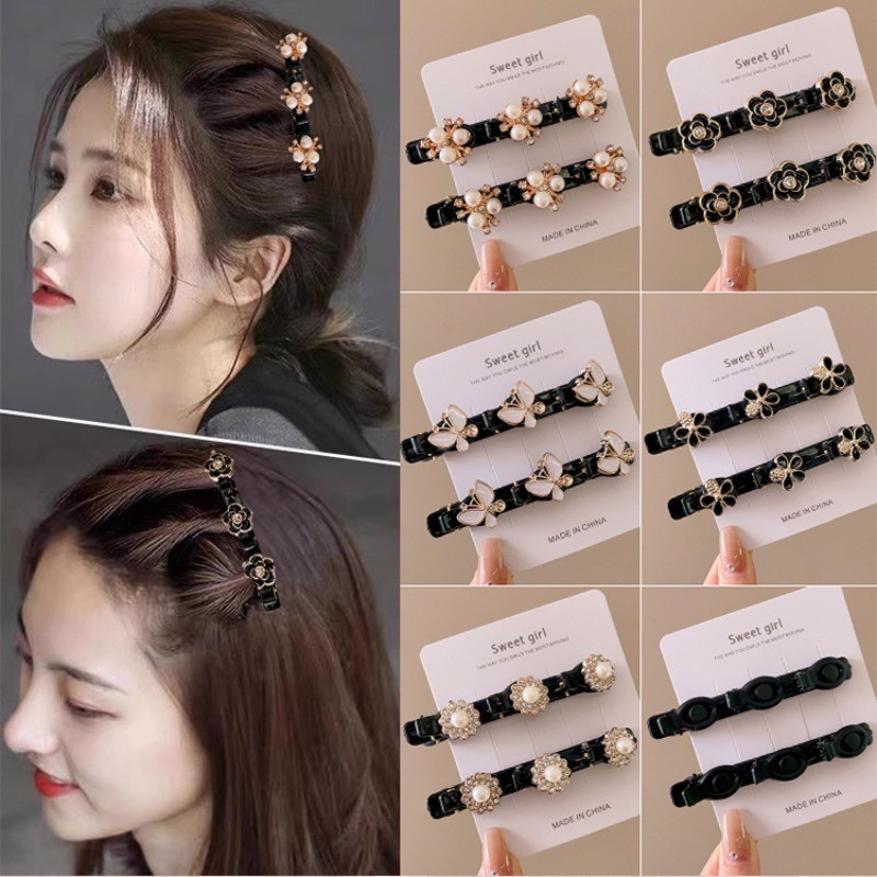 2 Pcs Korean Style Ins Double-layer Braided Hairpin Side Hairpin ...