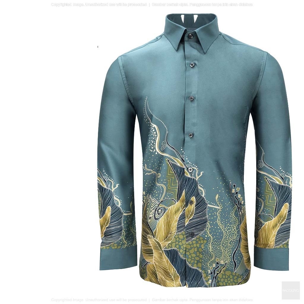 Malaysia Men Batik Long Sleeve Modern Fit - Green Colour 22623-BK0139-A ...