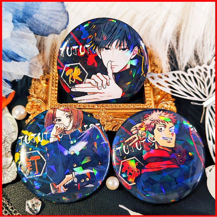 Ere1 Jujutsu Kaisen Round Brooch Anime Pins Badge Cute Cartoon Gojo ...