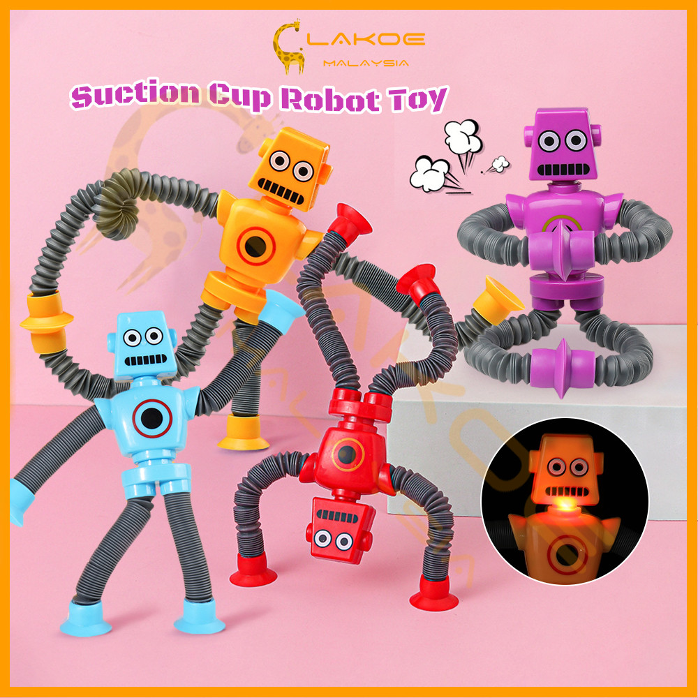 lakoe Mainan Robot Telescopic Toys Kids Glowing DIY Interactive Suction ...