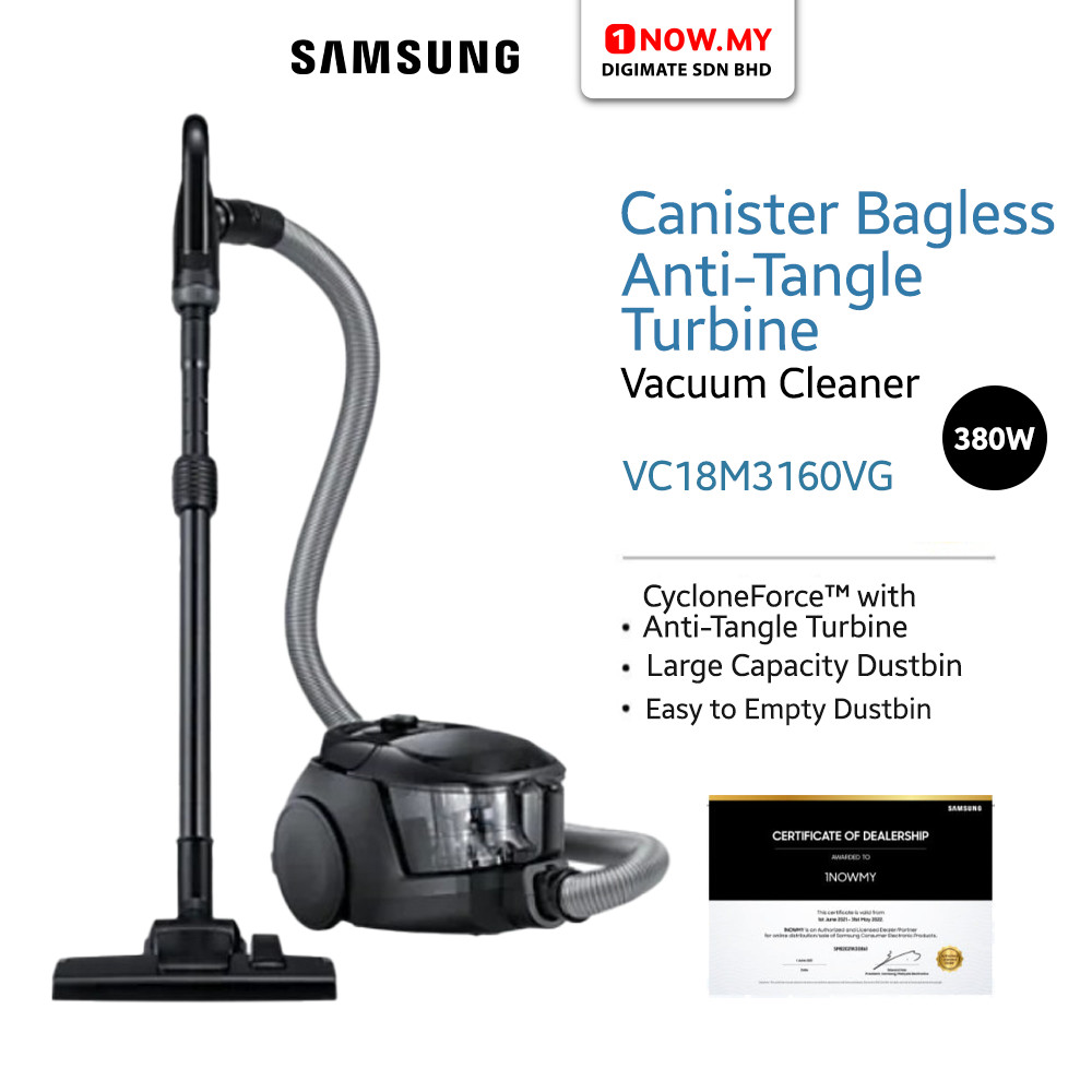SAMSUNG Canister Bagless Vacuum Cleaner VC18M3160VG | Anti-Tangle Turbine 380W Penyedut Habuk ...