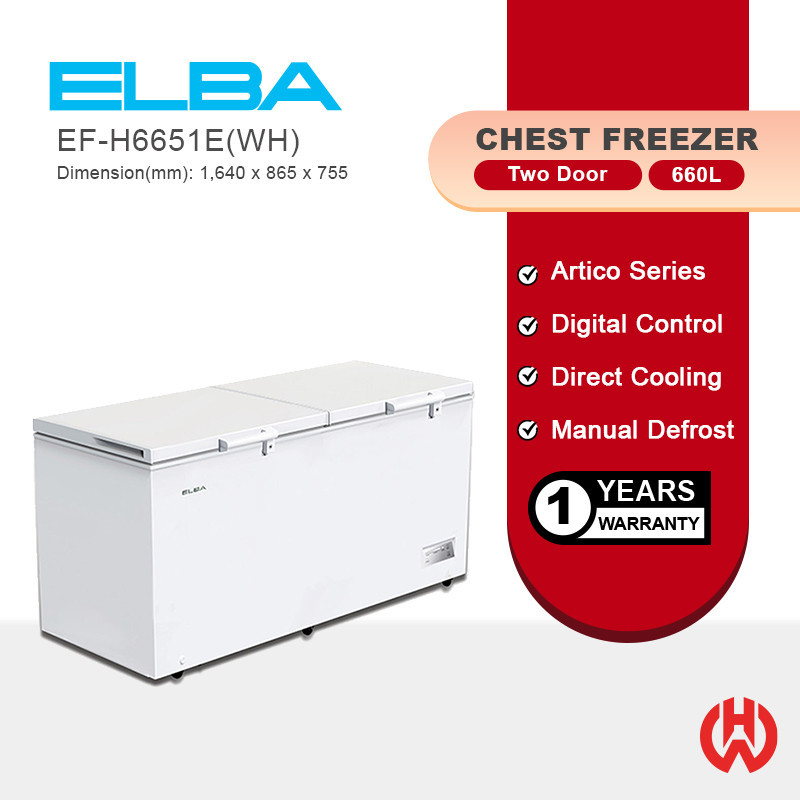 ELBA 660L Artico Series Chest Freezer Digital Control EF-H6651E(WH ...