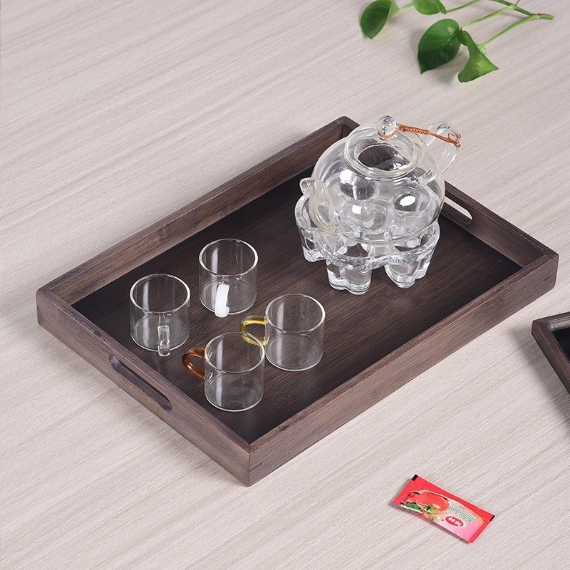 Rectangle Bamboo/ walnut Wooden Serving Tray with handle/Tea tray/solid ...